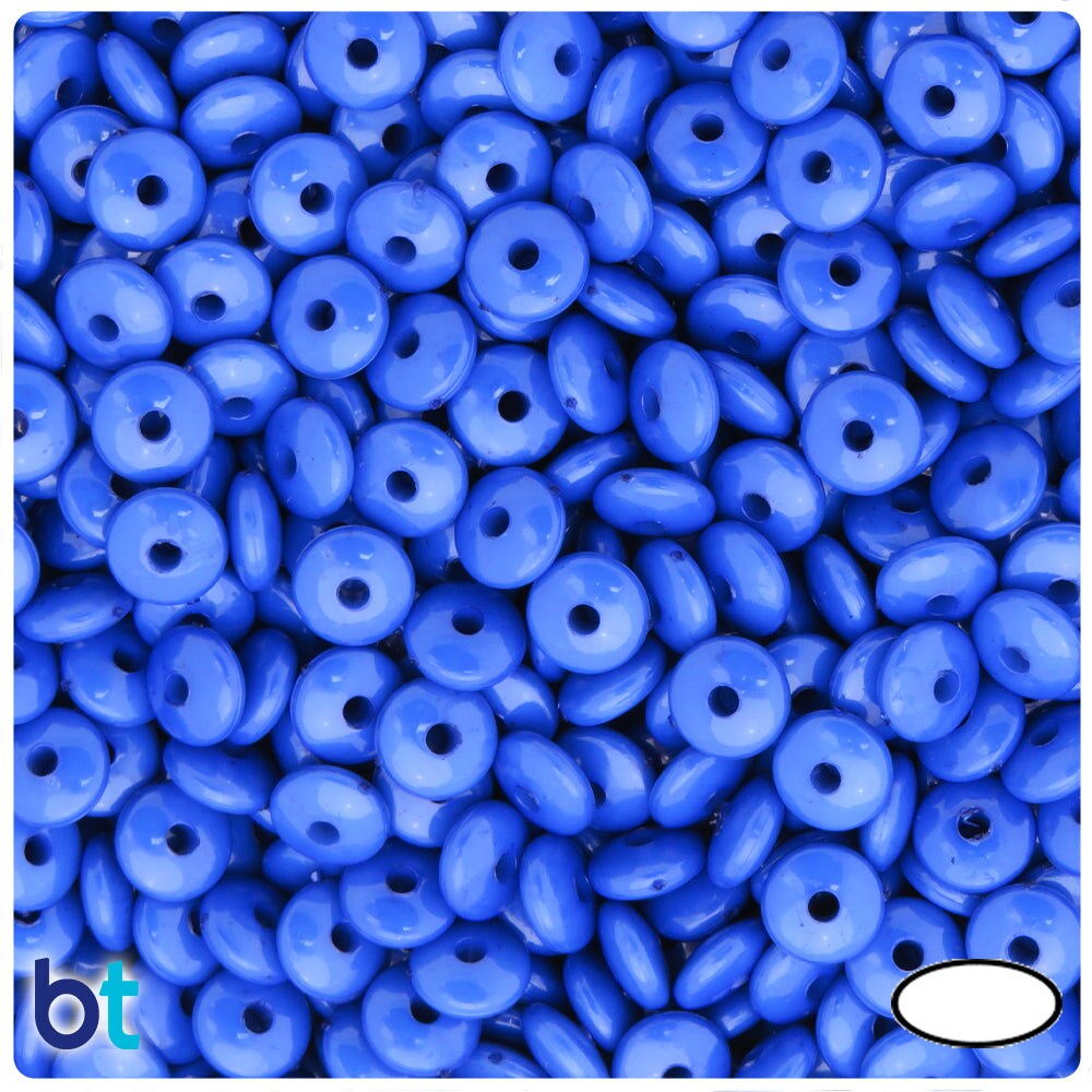 BeadTin Dark Blue Opaque 7mm Rondelle Plastic Craft Beads 600pcs