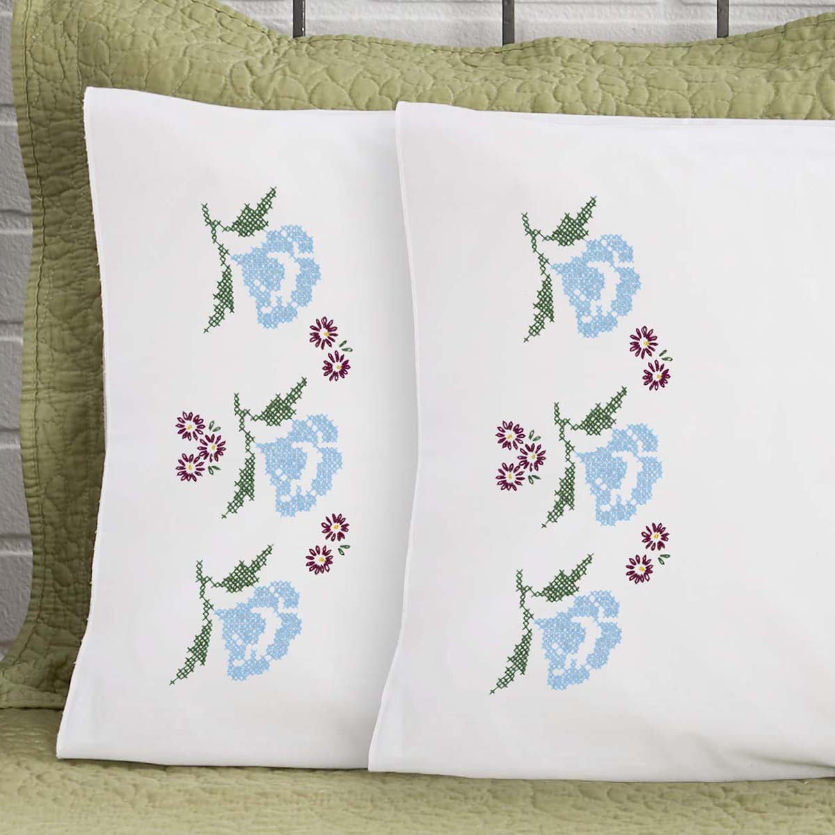 Herrschners Winona Pillowcase Pair Stamped Embroidery | Michaels
