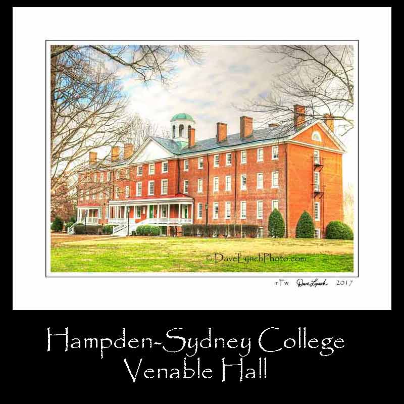 Farmville VA Art Photo HAMPDEN SYDNEY COLLEGE VENABLE HALL Map Skyline ...