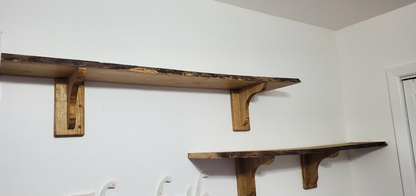 Butternut Live Edge Shelf With Mounting Corbels-2' Length | MakerPlace ...