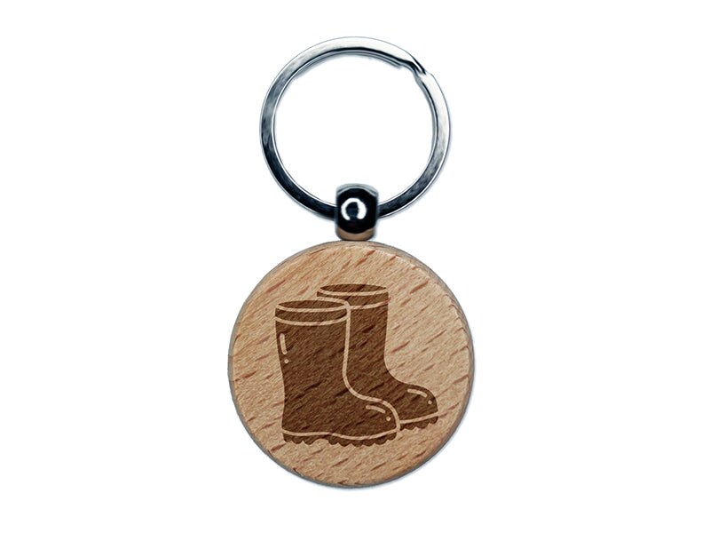 Rubber Rain Boots Engraved Wood Round Keychain Tag Charm | Michaels