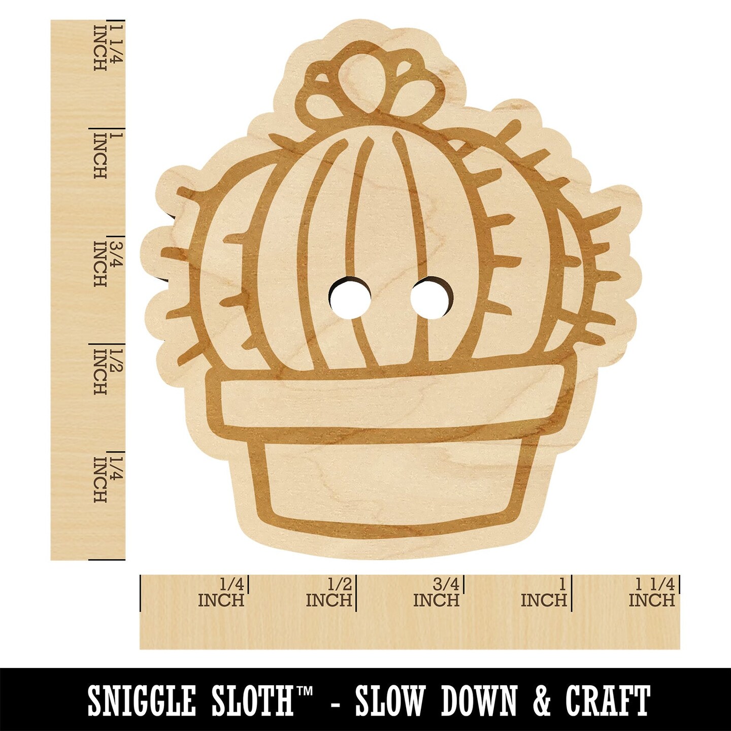 Hand Drawn Cactus With Flower Doodle Wood Buttons for Sewing Knitting ...