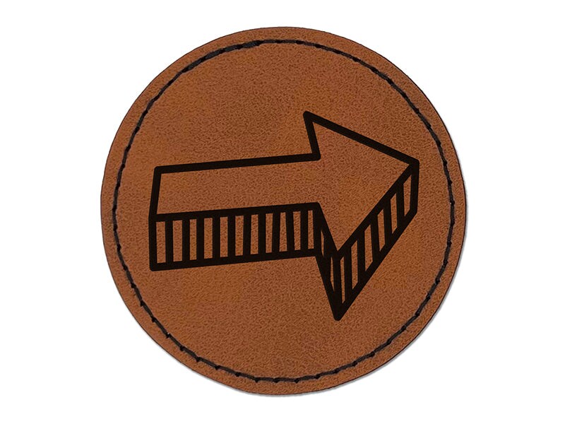 Arrow with Shadow Doodle Round Iron-On Engraved Faux Leather Patch ...