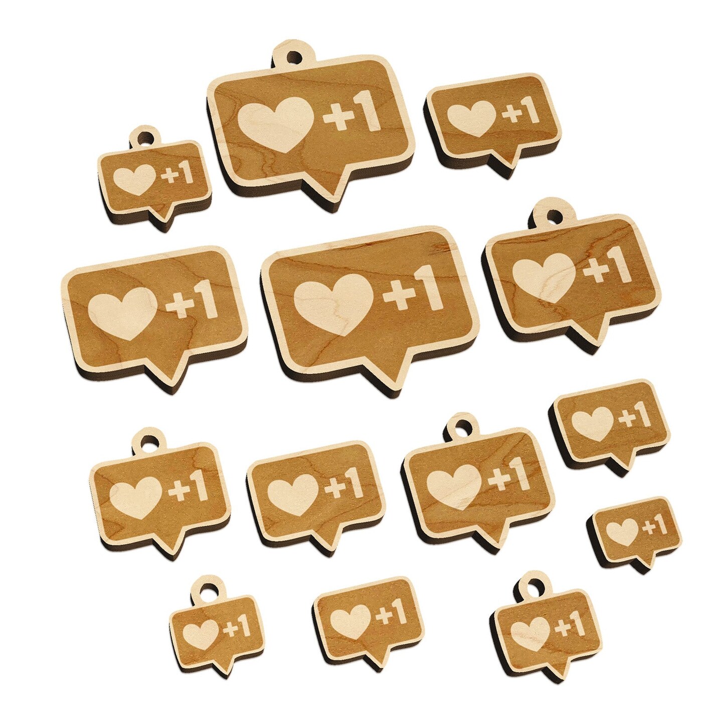 I Love this Bubble Heart Plus One 1 Mini Wood Shape Charms Jewelry DIY ...