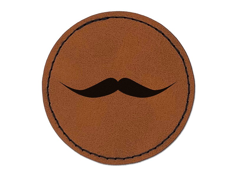 English Mustache Moustache Silhouette Round Iron-On Engraved Faux ...