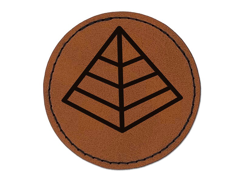 Pyramid Egypt Outline Round Iron-On Engraved Faux Leather Patch ...