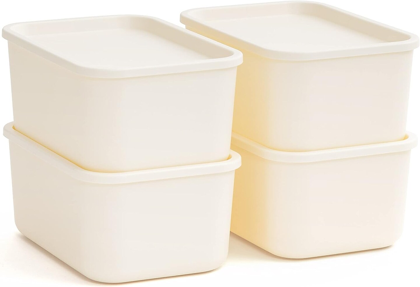 IRIS USA Plastic Modular Stackable Lidded Basket Storage Organizer Bins ...