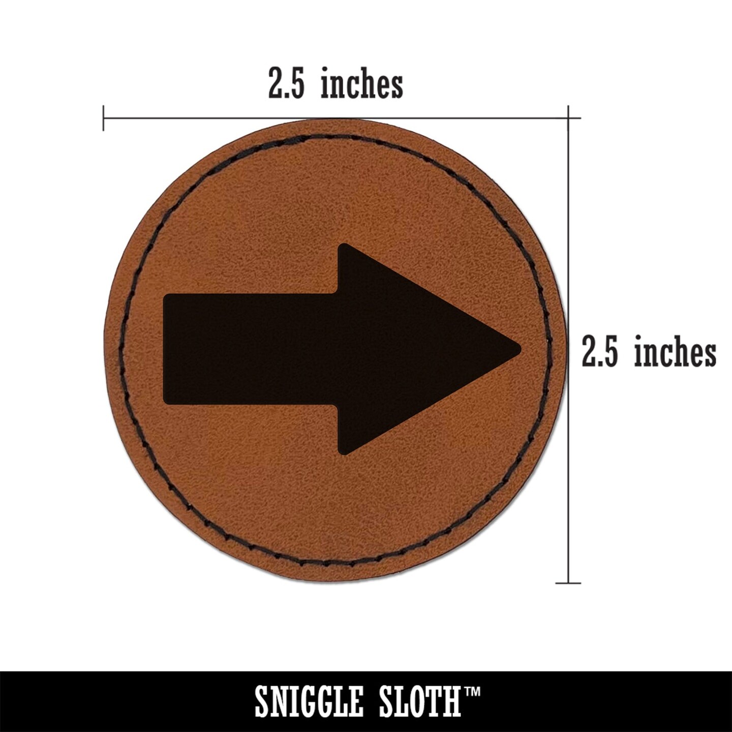 Arrow Rounded Corners Solid Round Iron-On Engraved Faux Leather Patch ...