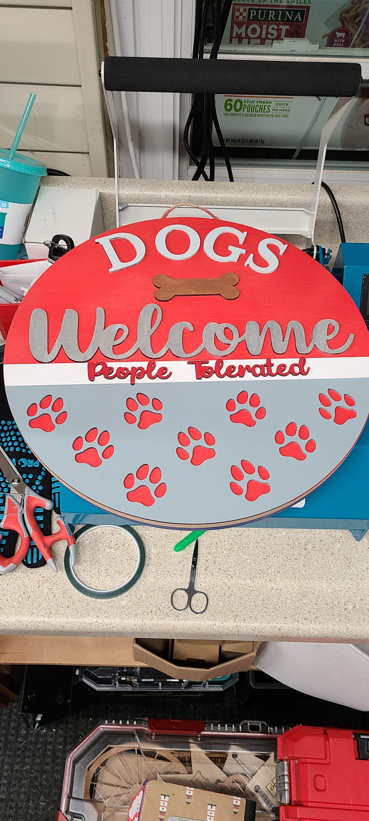 15in Round Door Hanger Dogs Welcome Sign | MakerPlace by Michaels