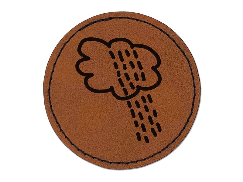 Rain Storm Doodle Round Iron-On Engraved Faux Leather Patch Applique ...