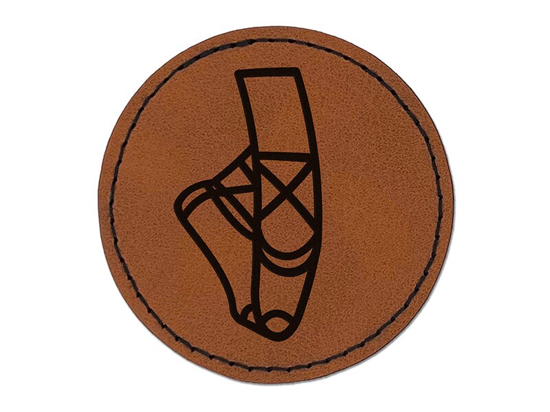 Ballet Ballerina Slippers Round Iron-On Engraved Faux Leather Patch ...