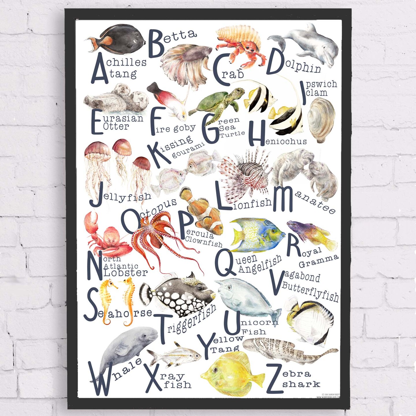 Under the Sea A to Z: ABC Watercolor Alphabet Fish Poster | MakerPlace ...