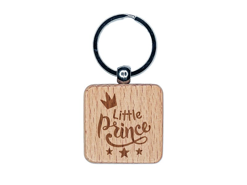 Little Prince Cursive with Crown and Stars Engraved Wood Square ...
