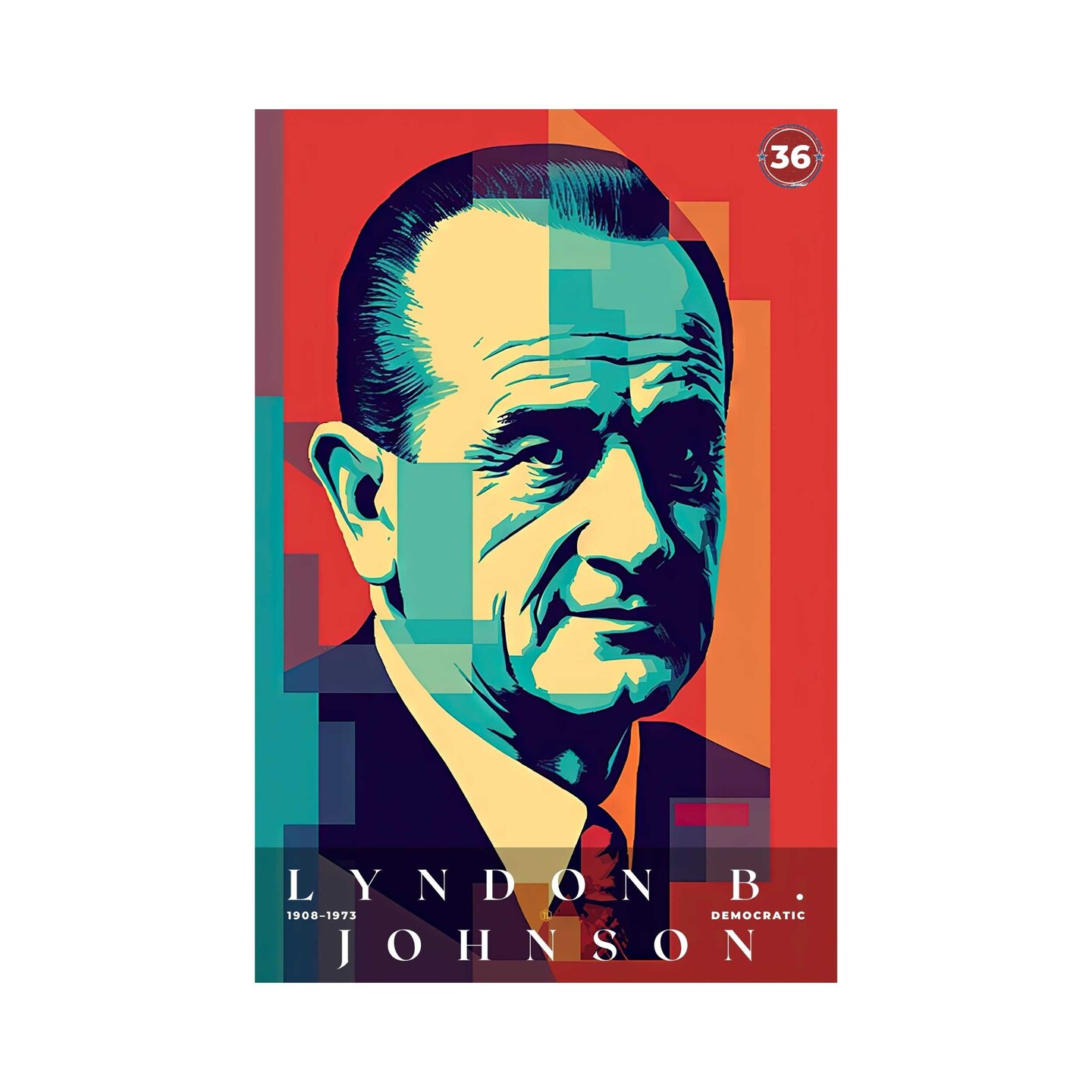 Lyndon B. Johnson Poster, US President Print, Office Poster, Home Decor ...