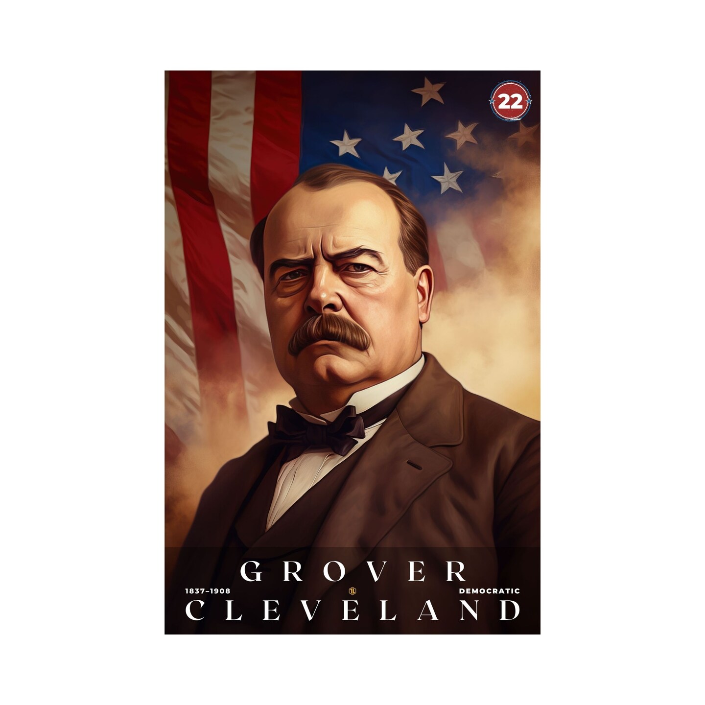 Grover Cleveland 22nd Poster, US President Print, Office Poster, Home ...