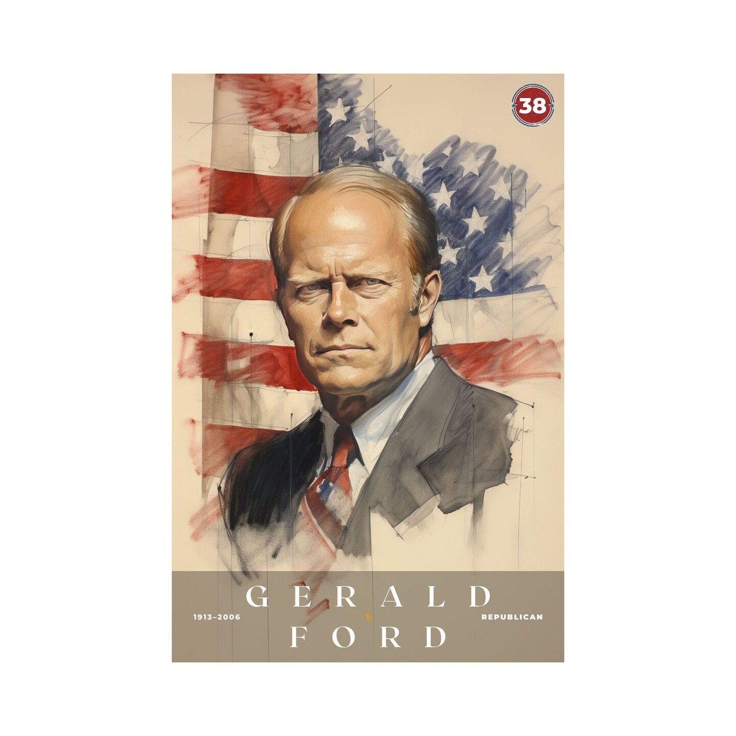 Gerald Ford Poster, US President Print, Office Poster, Home Decor | S3 ...