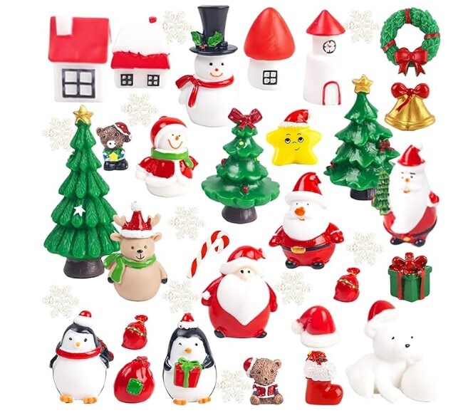 38 PCS Fairy Garden Christmas Accessories, Christmas Miniature ...