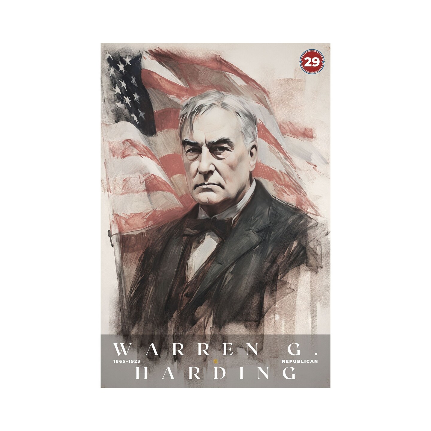 Warren G. Harding Poster, US President Print, Office Poster, Home Decor ...