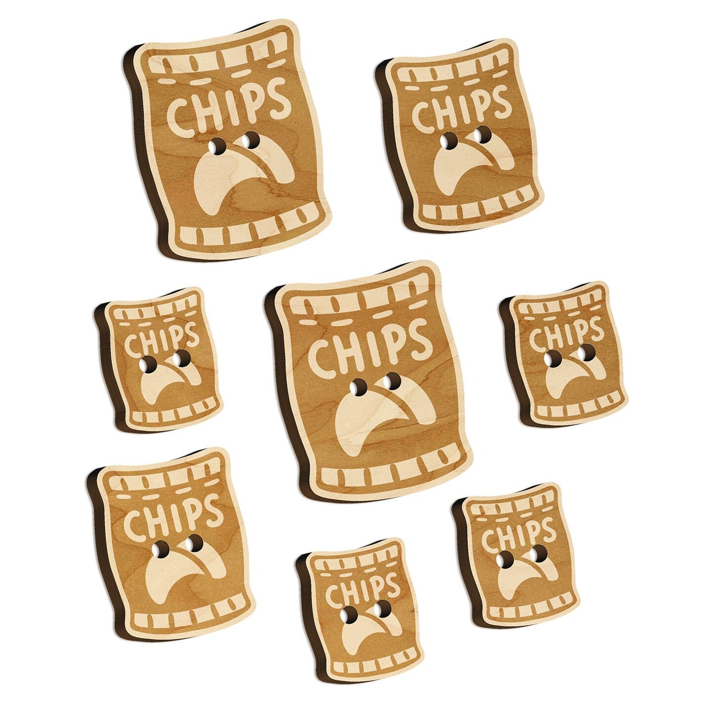 Bag of Potato Chips Snack Wood Buttons for Sewing Knitting Crochet DIY ...