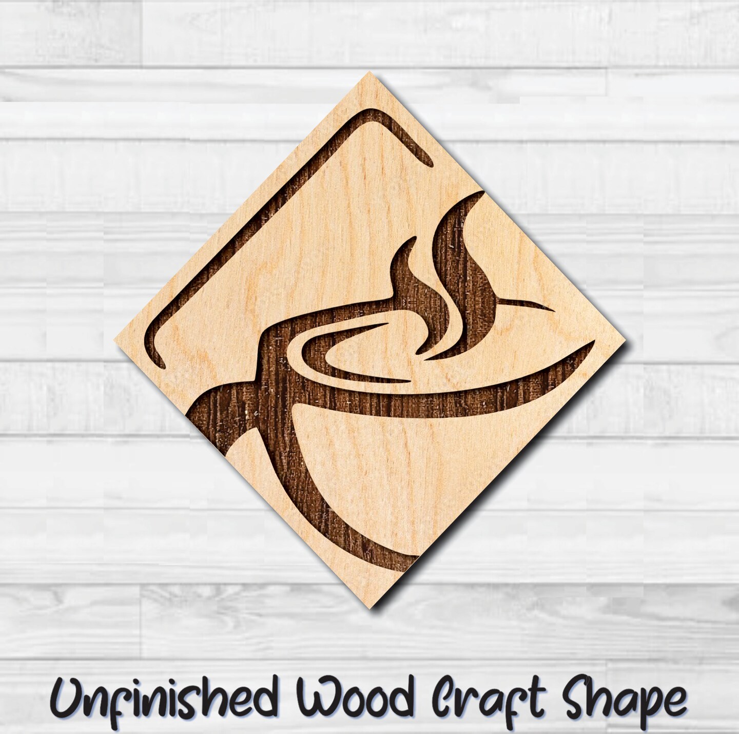 Coffee Cup Badge 11 Unfinished Wood Shape Blank Laser Engraved Cutout ...