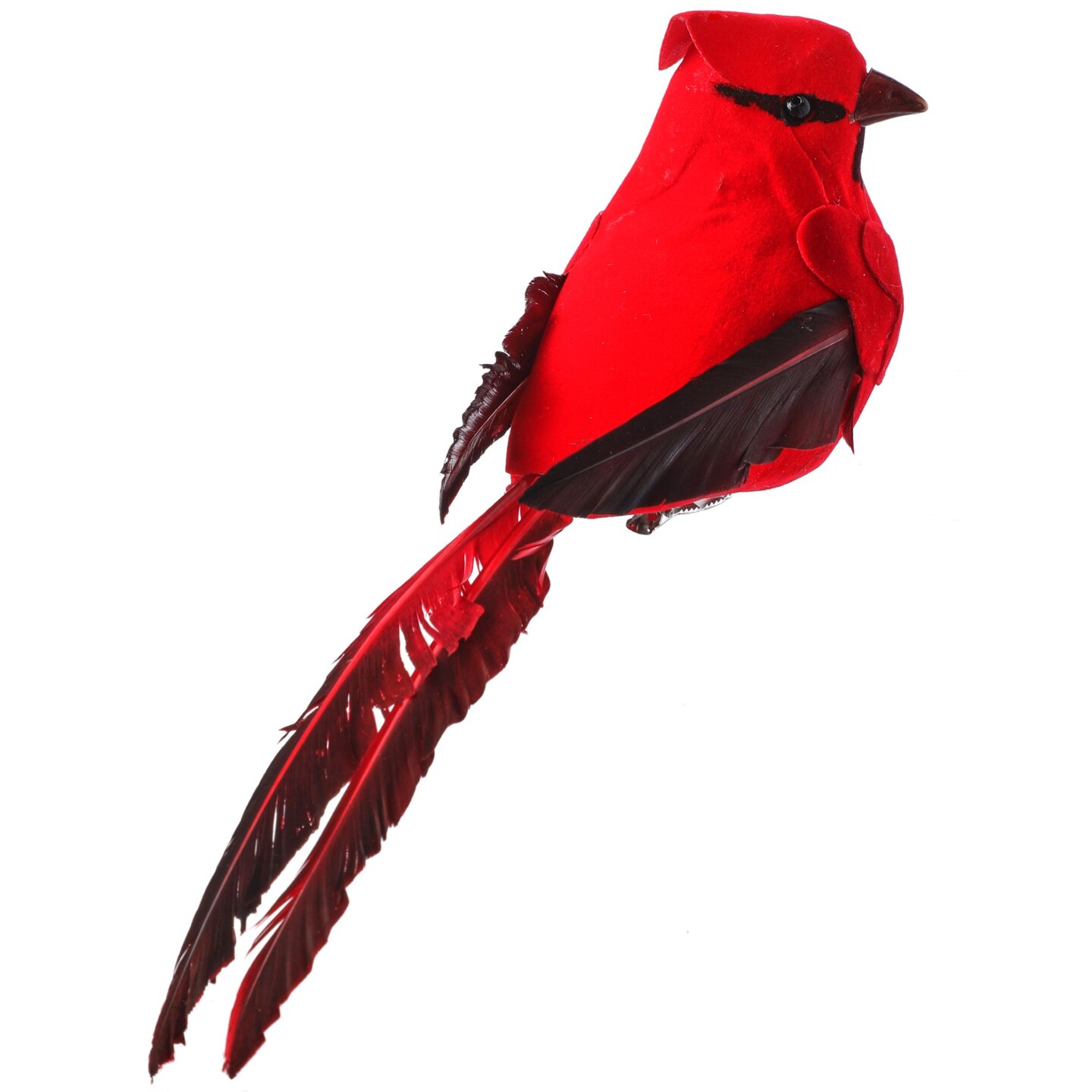 Contemporary Home Living Set of 2 Red Velvet Feather Cardinal Clip ...