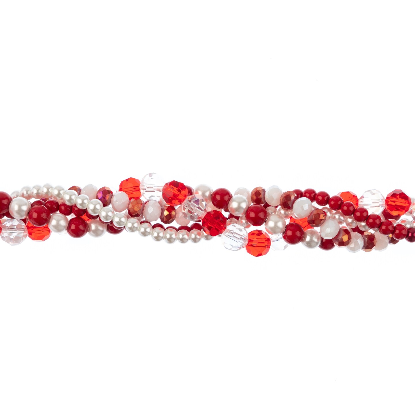 Crystal Lane DIY Red and White Twisted Glass & Pearls Beads, 5 Strands ...