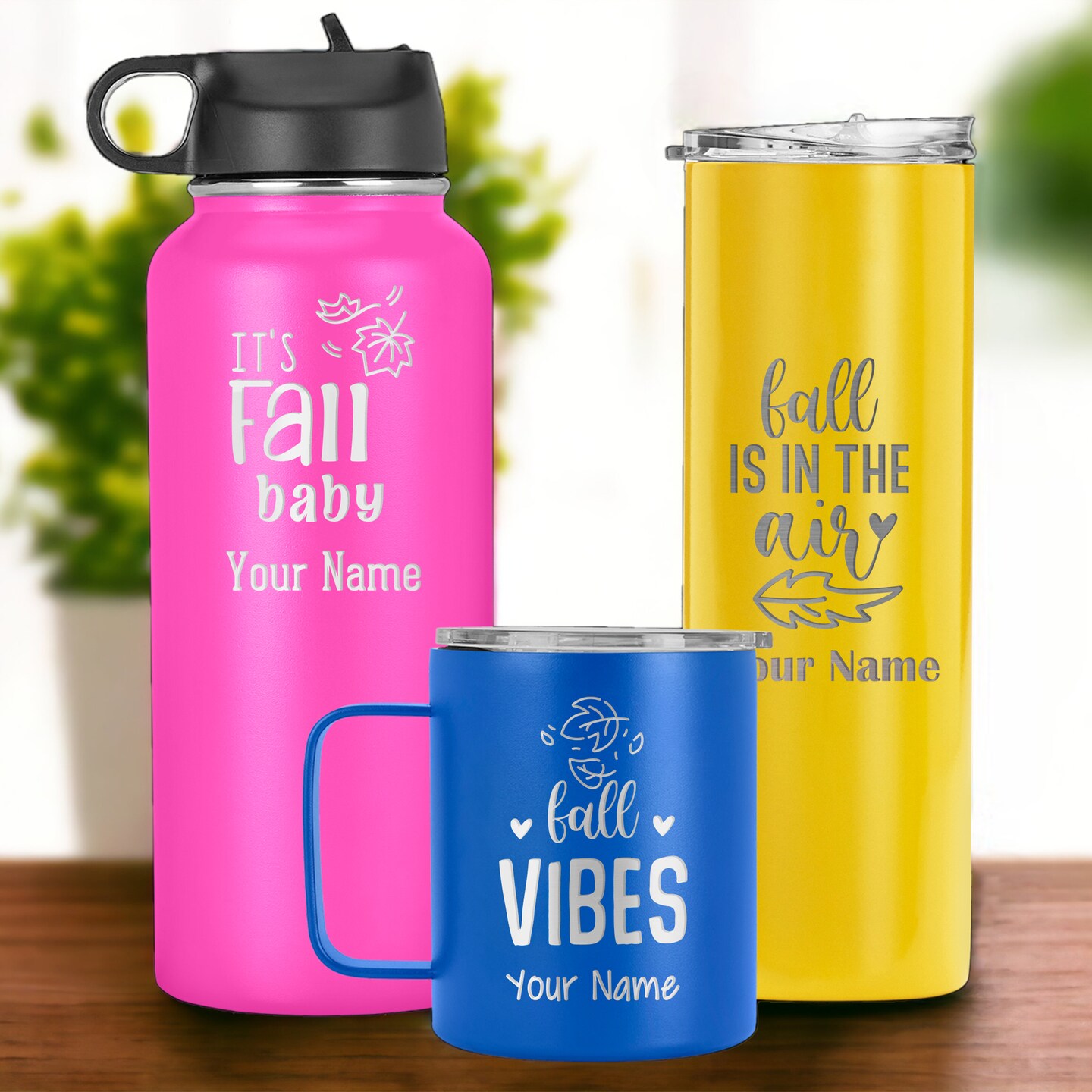 Fall Leaves Tumbler, Laser Engraved Pumpkin Travel Mug, Double ...