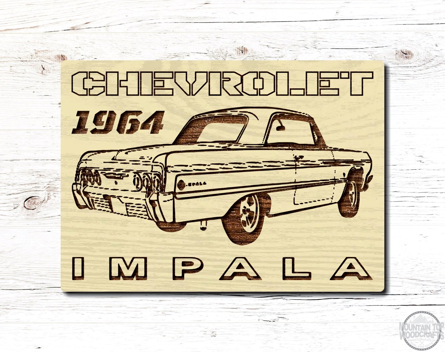 1964 Chevrolet Impala Chevy Wooden Sign Plaque Laser Engraved Vehicle ...