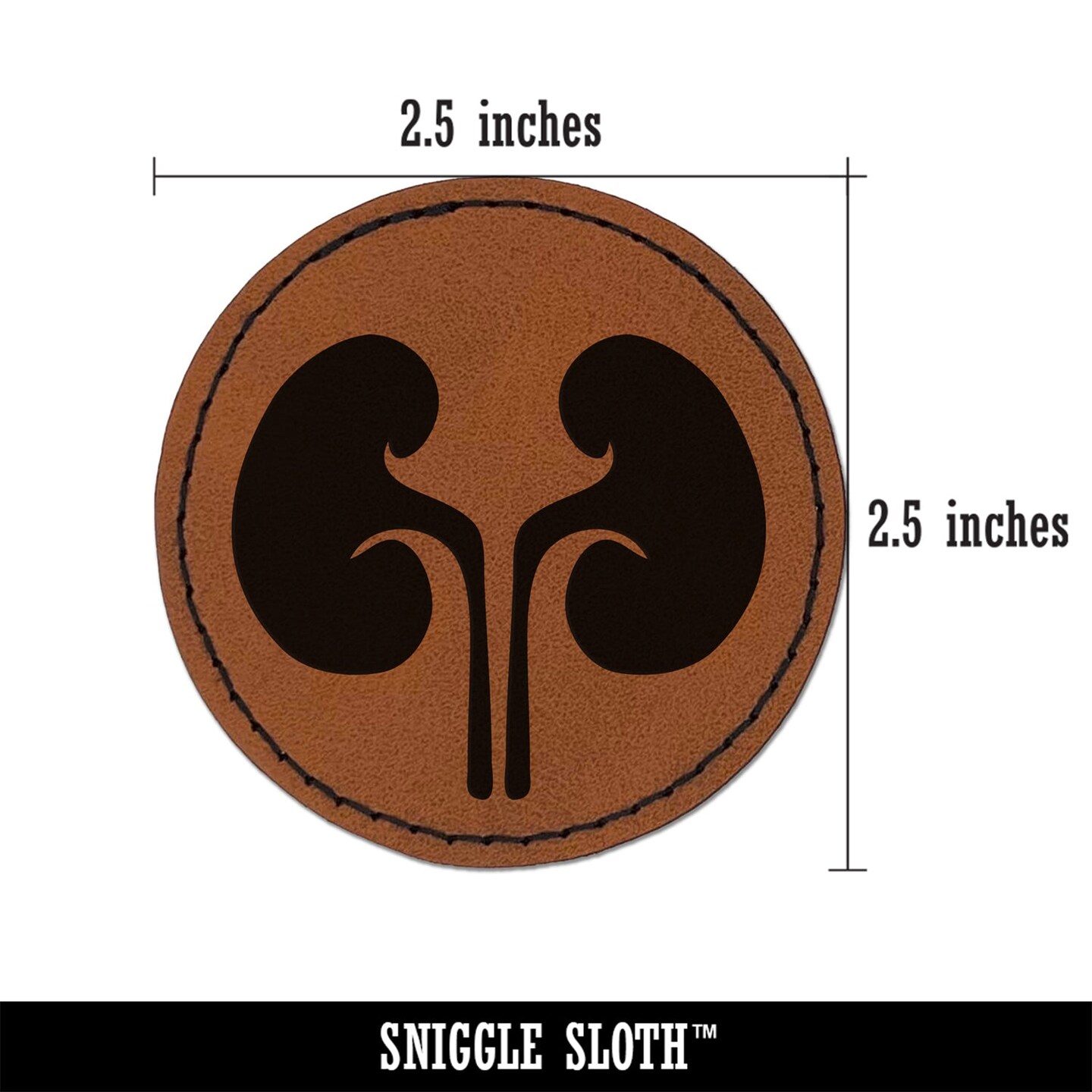 Kidneys Organs Anatomy Body Part Round Iron-On Engraved Faux Leather ...