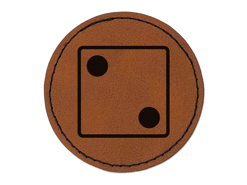 Two 2 Dice Die Round Iron-On Engraved Faux Leather Patch Applique - 2.5 ...
