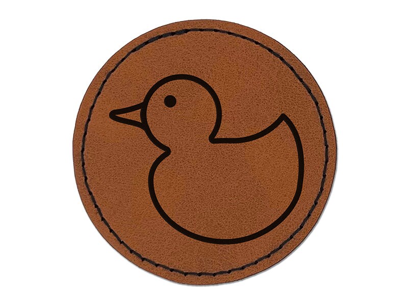 Rubber Ducky Round Iron-On Engraved Faux Leather Patch Applique - 2.5 ...