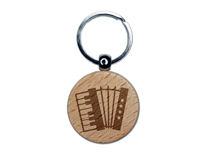 Classic Accordion Music Engraved Wood Round Keychain Tag Charm | Michaels