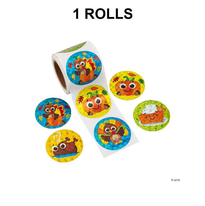 Thanksgiving Character Prism Sticker Roll 100 Pc. | Michaels