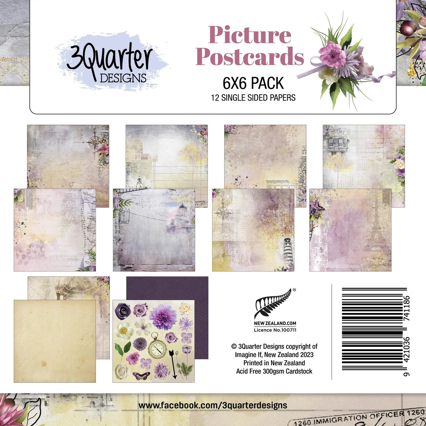 3Quarter Designs - 6" X 6" Paper Pack - Picture Postcard, Model: ES-3Q ...