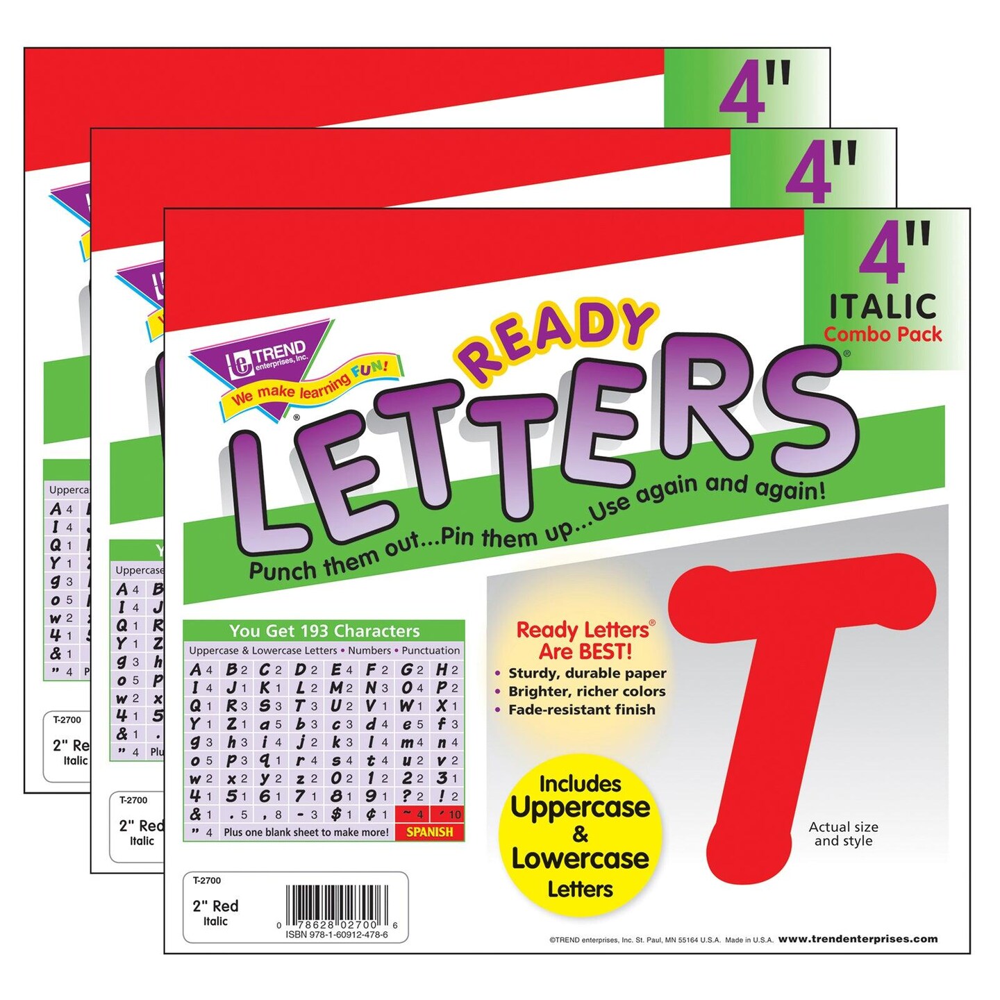 Red 4" Italic Combo Ready Letters®, 193 Per Pack, 3 Packs | Michaels