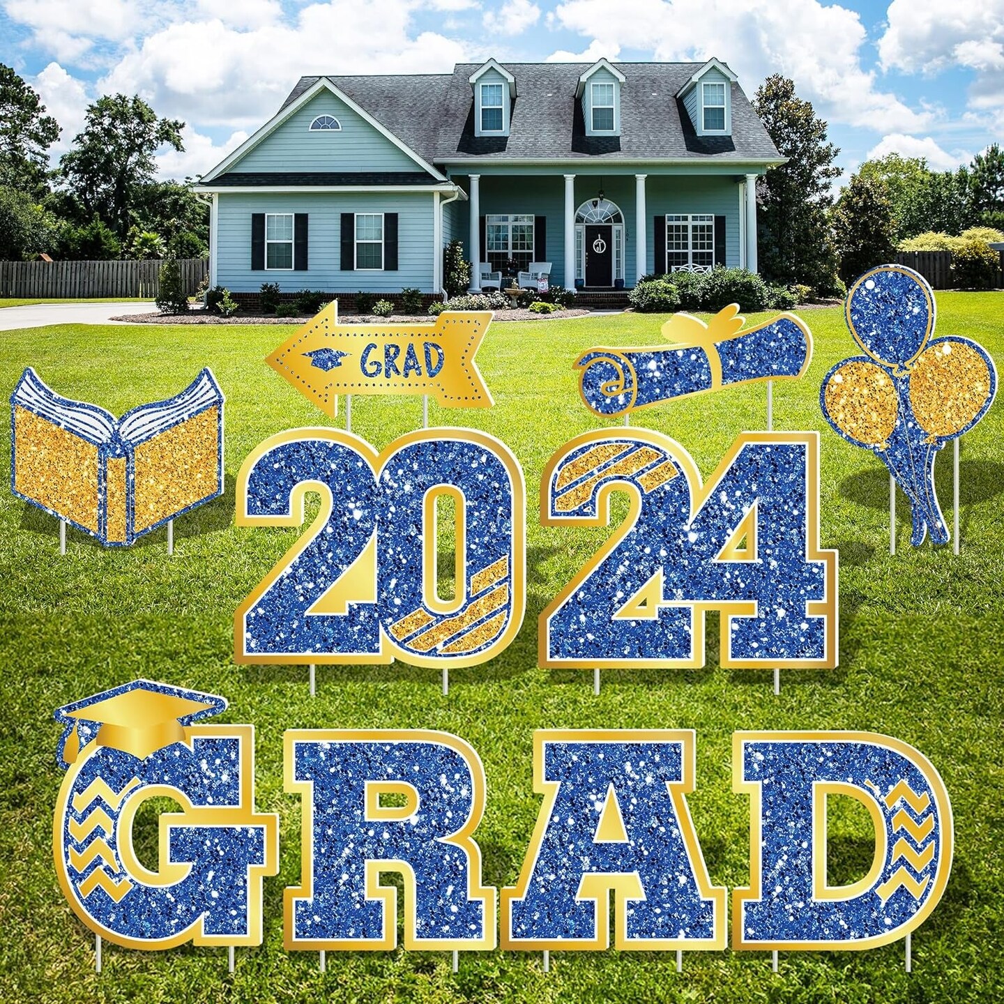 10 PCS 2024 Graduation Decorations, Large Congrats Grad 2024 Yard Signs ...