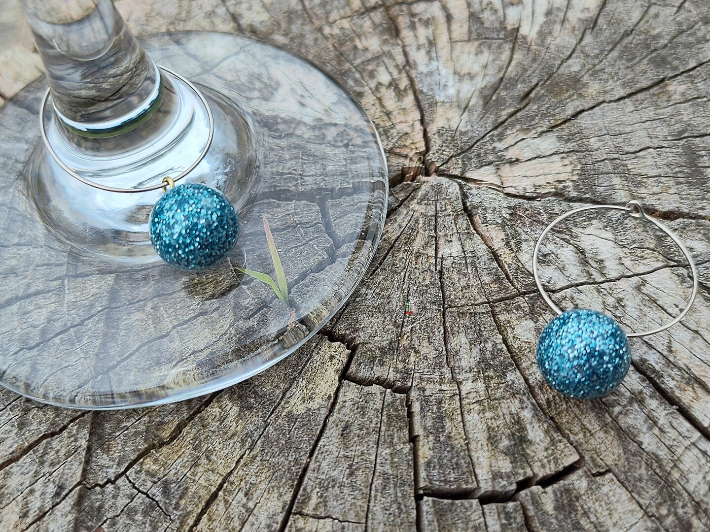 Light Blue Glitter Wine Glass Rings | MakerPlace by Michaels