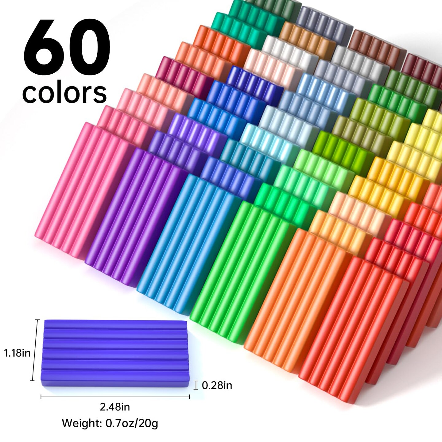 Polymer Clay, 60 Colors Oven Bake Modeling Clay, Creative Clay Kit with ...