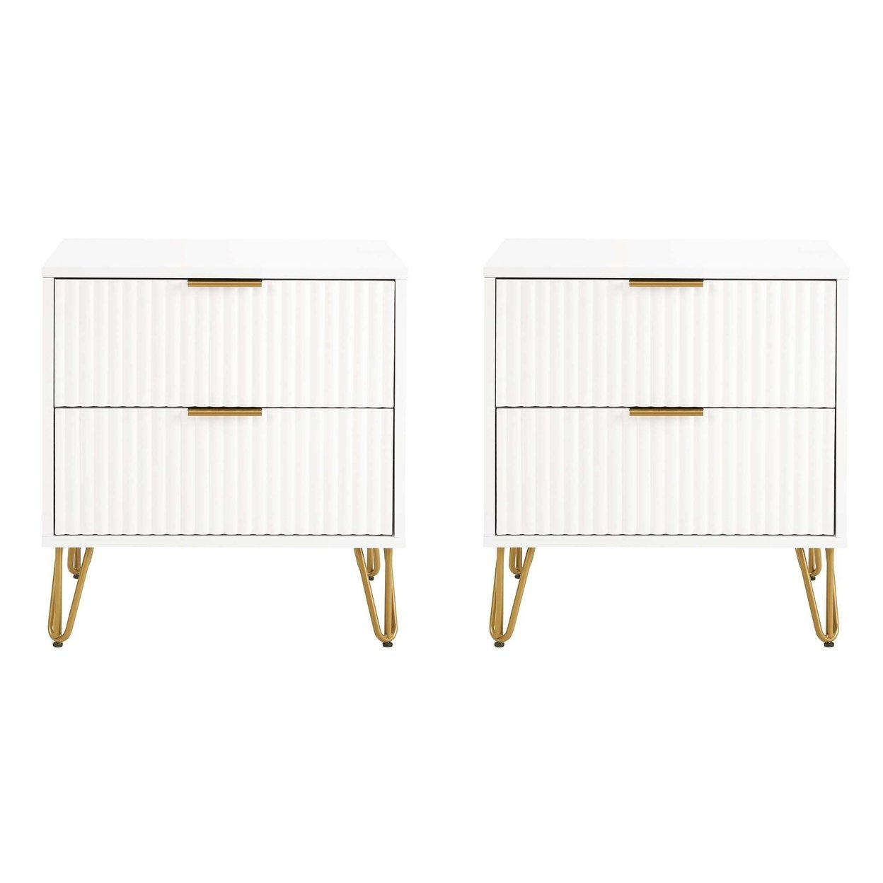 Manhattan Comfort DUMBO 2.0 Modern Nightstand with 2 Drawer and Metal ...