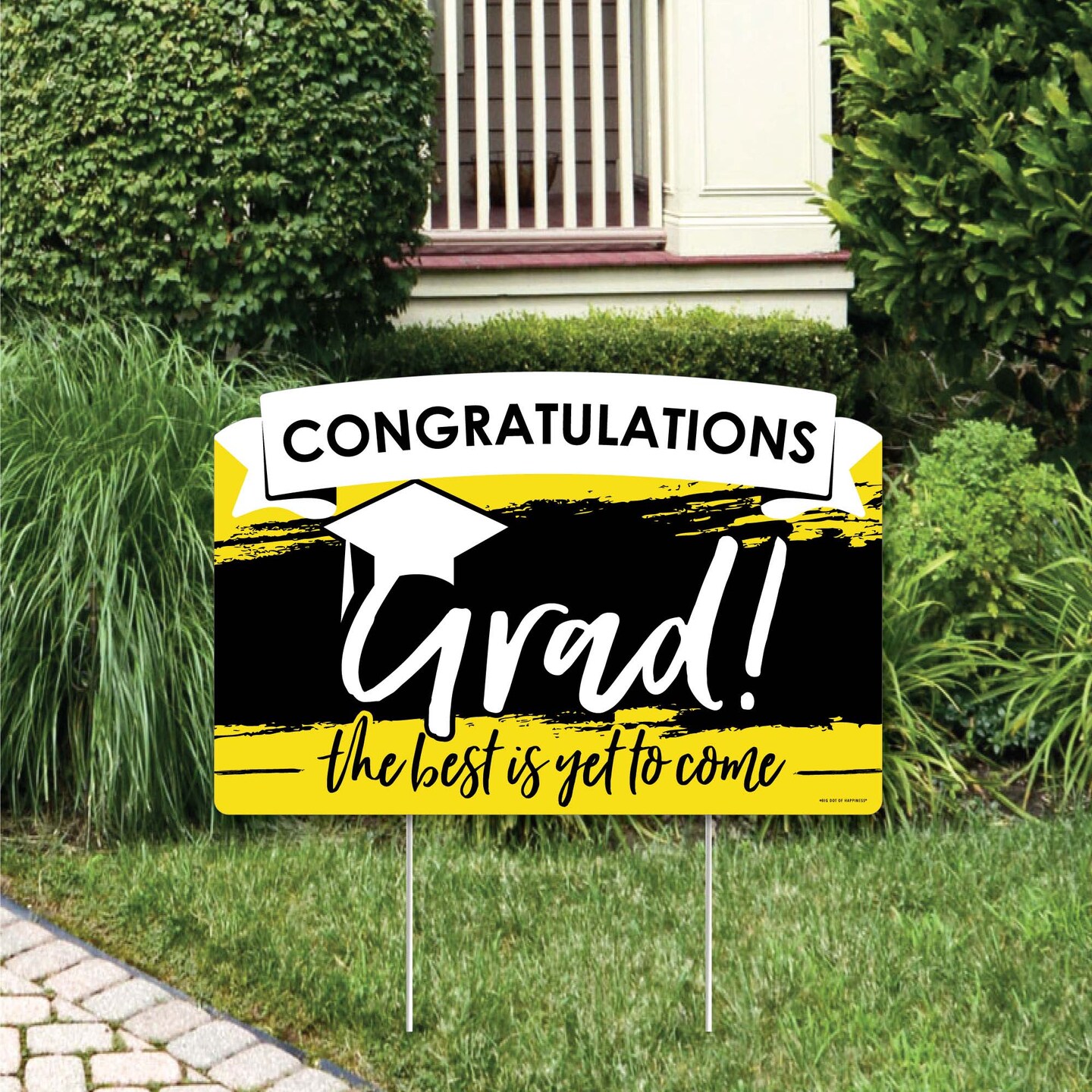 Big Dot of Happiness Yellow Graduation Party Yard Sign Lawn Decorations ...