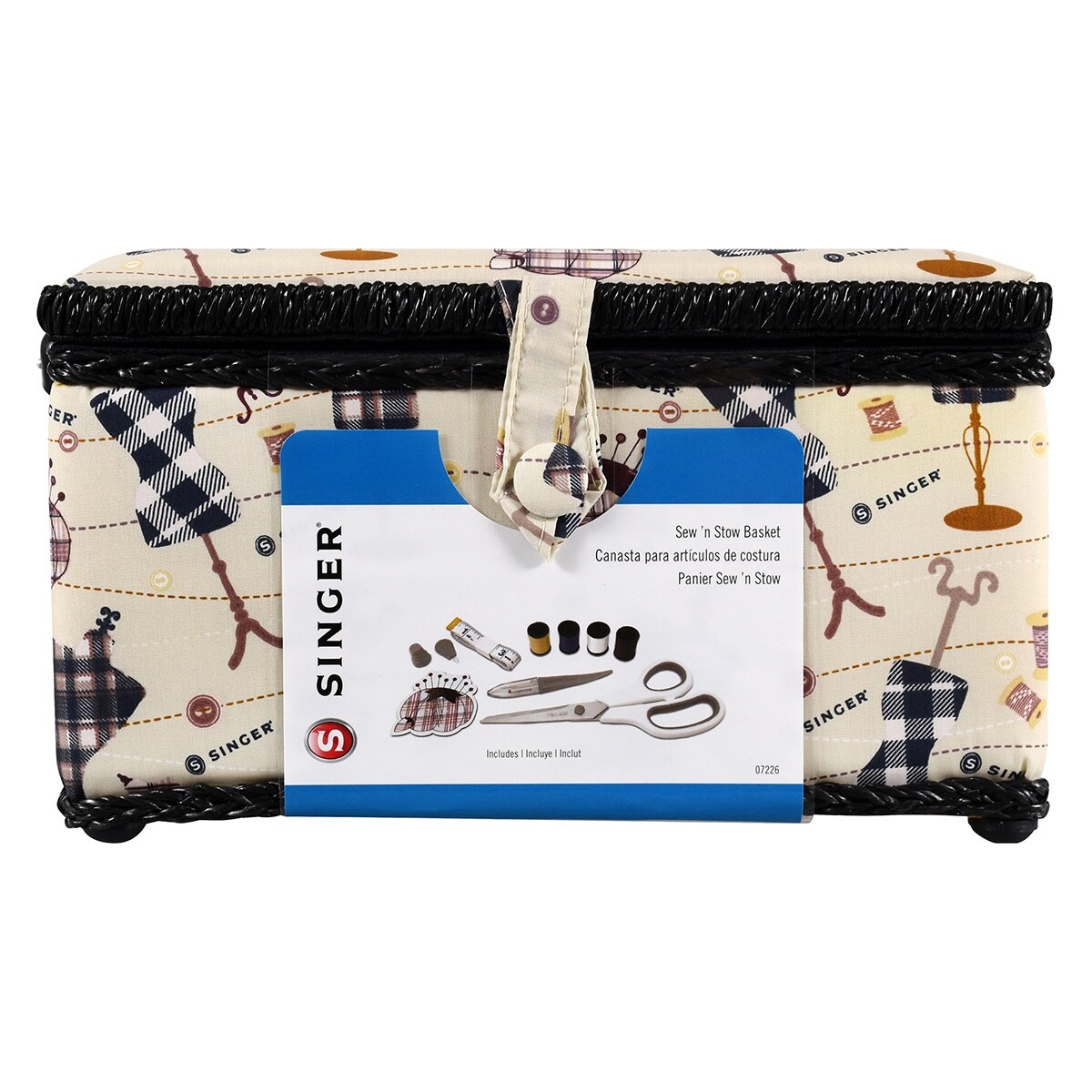 Singer Large Sewing Basket Kit-Plaid Forms Print | Michaels