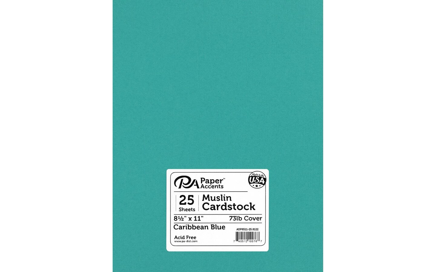 PA Paper Accents Textured Cardstock 8.5" x 11" Caribbean Blue, 73lb ...