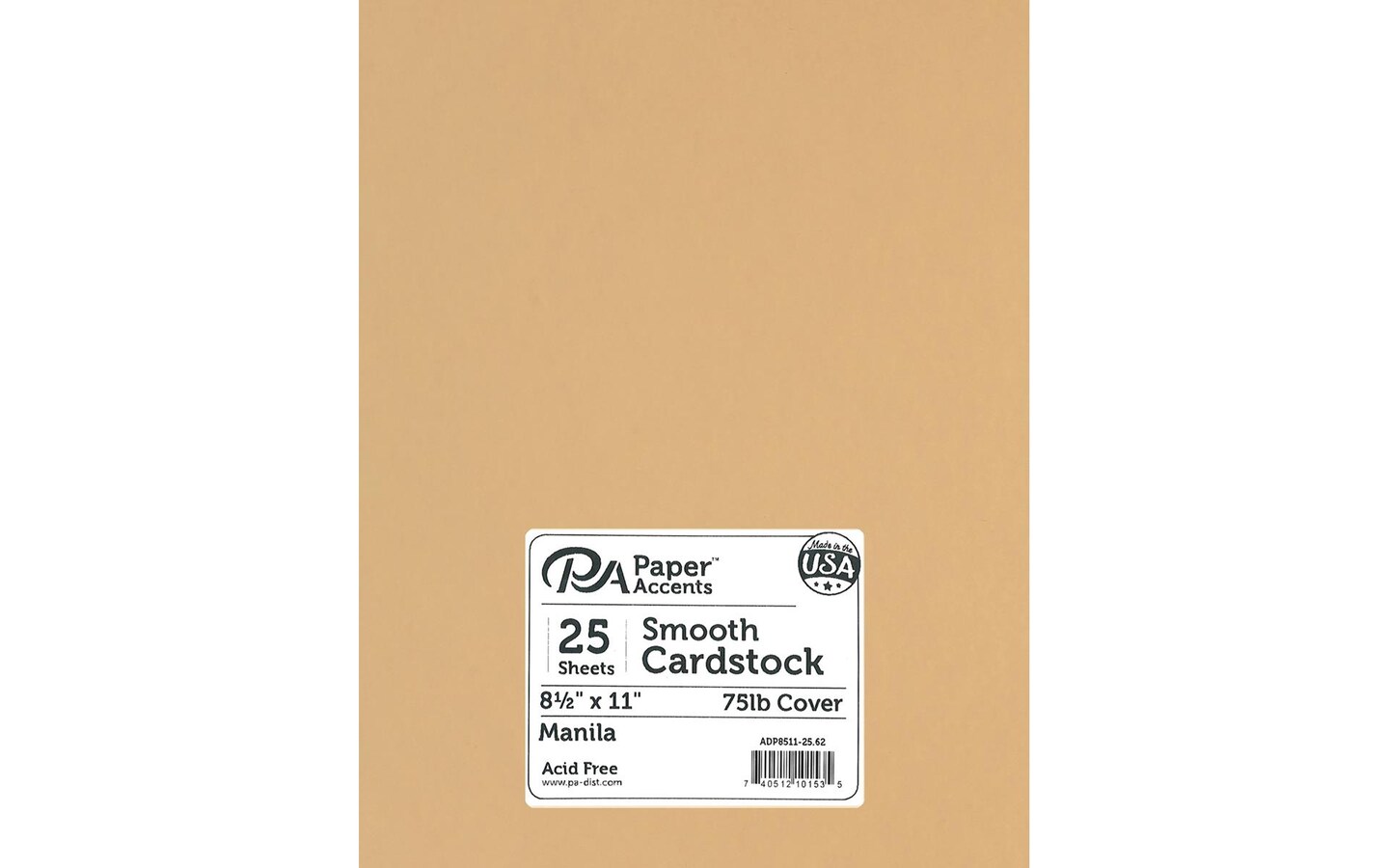 PA Paper Accents Smooth Cardstock 8.5" x 11" Manila, 74lb colored ...