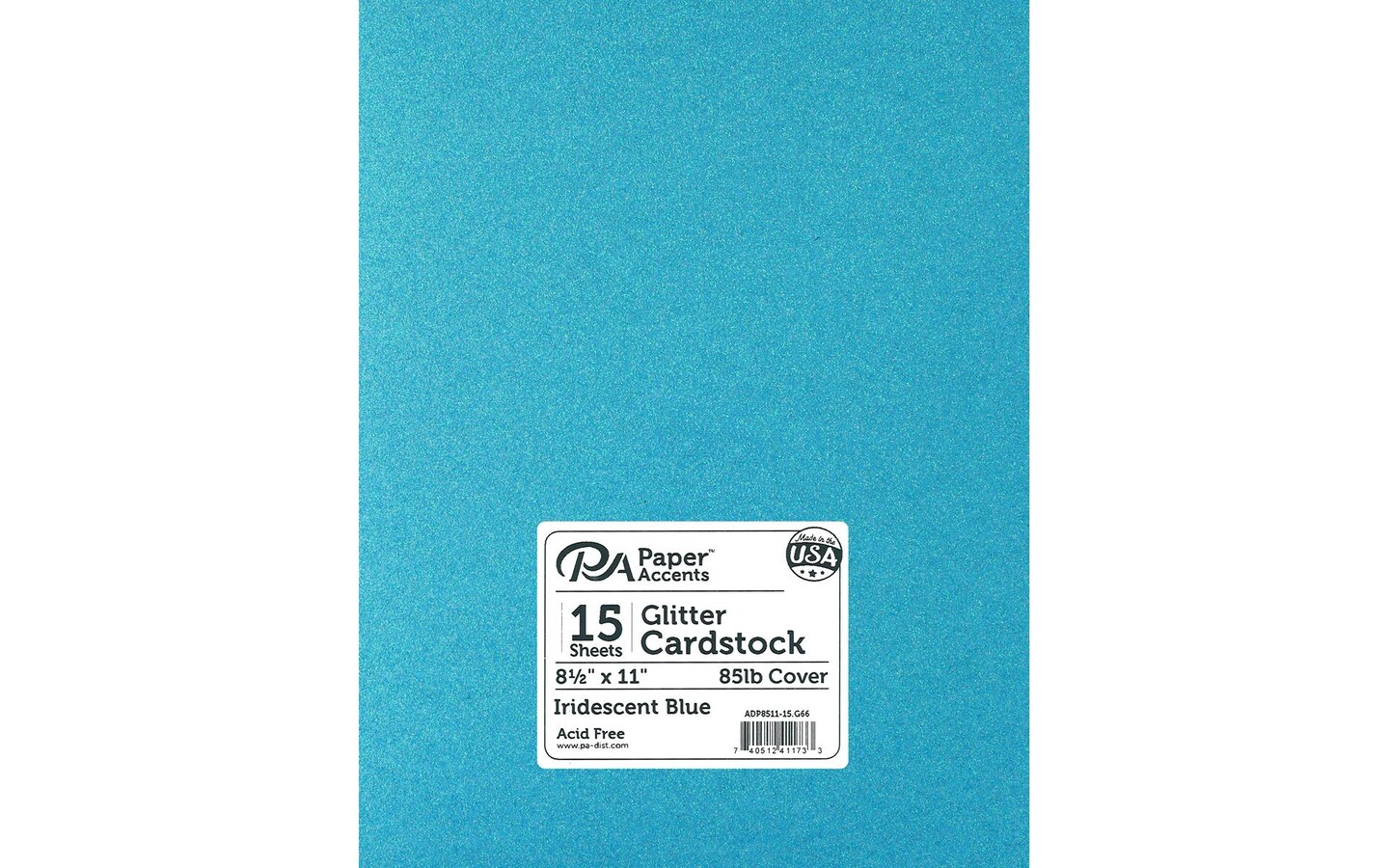 PA Paper Accents Glitter Cardstock 8.5" x 11" Iridescent Blue, 85lb ...