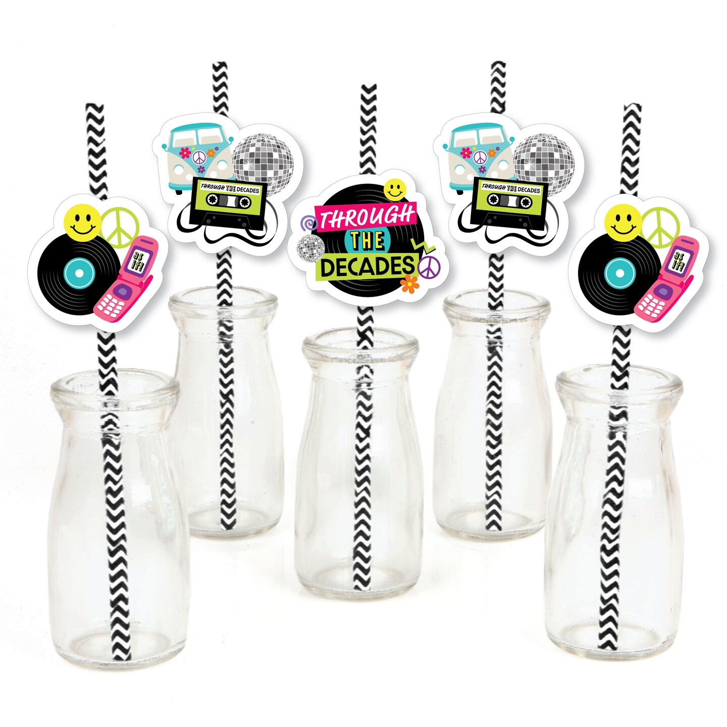 Big Dot of Happiness Through the Decades - Paper Straw Decor - 50s, 60s ...