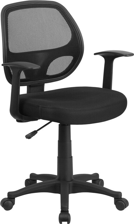 Mid-Back Black Mesh Swivel Ergonomic Task Office Chair with T-Arms ...