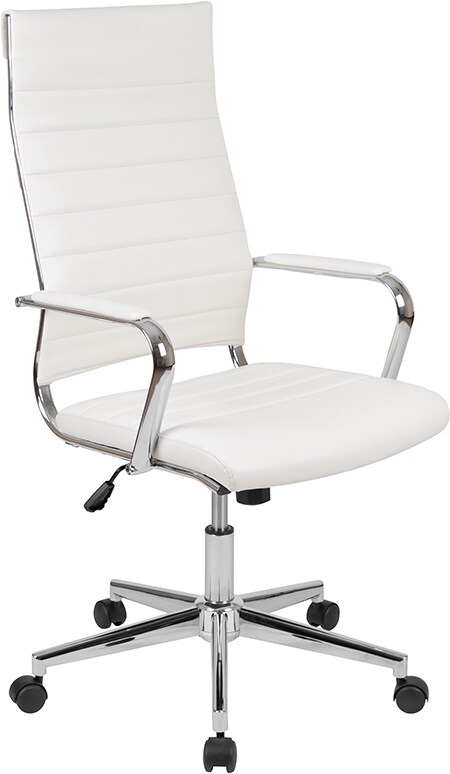 High Back White Leathersoft Contemporary Ribbed Executive Swivel Office Chair Michaels