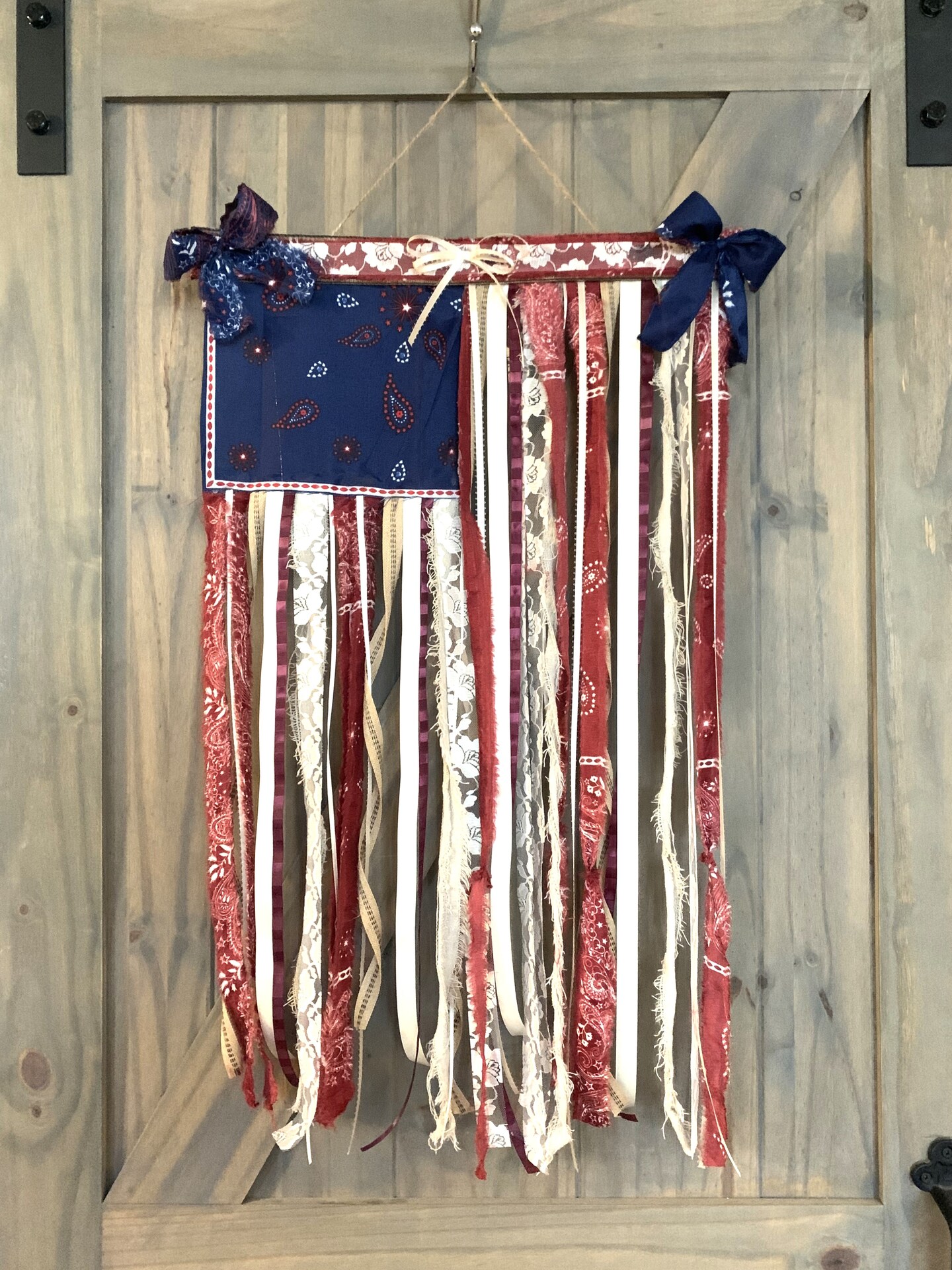 Shabby Chic Flag, Boho Flag, American Flag, Rag Flag, USA, Patriotic Flag, July 4th, Memorial ...