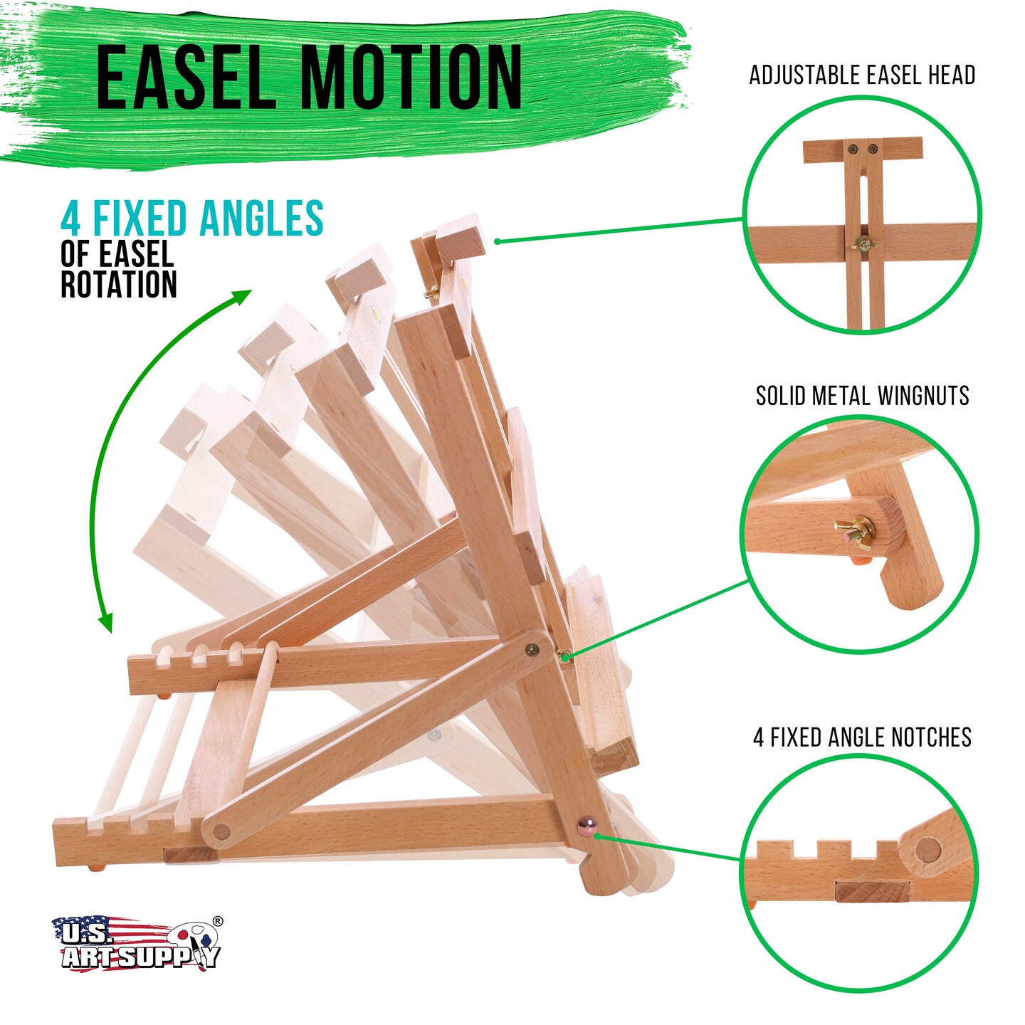 24" High Small Laptop Wooden H-Frame Studio Easel - Artists Adjustable ...