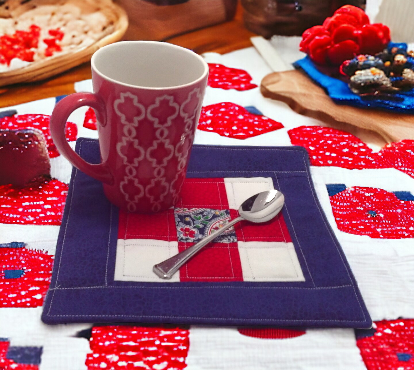Colonial Patriot Large Quilted Mug Rug Small Placemat, Candle Mat ...